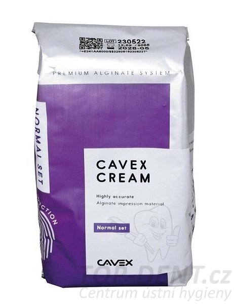 Cavex Cream alginát 500 g — krémová konzistence, přesnost 5 μm