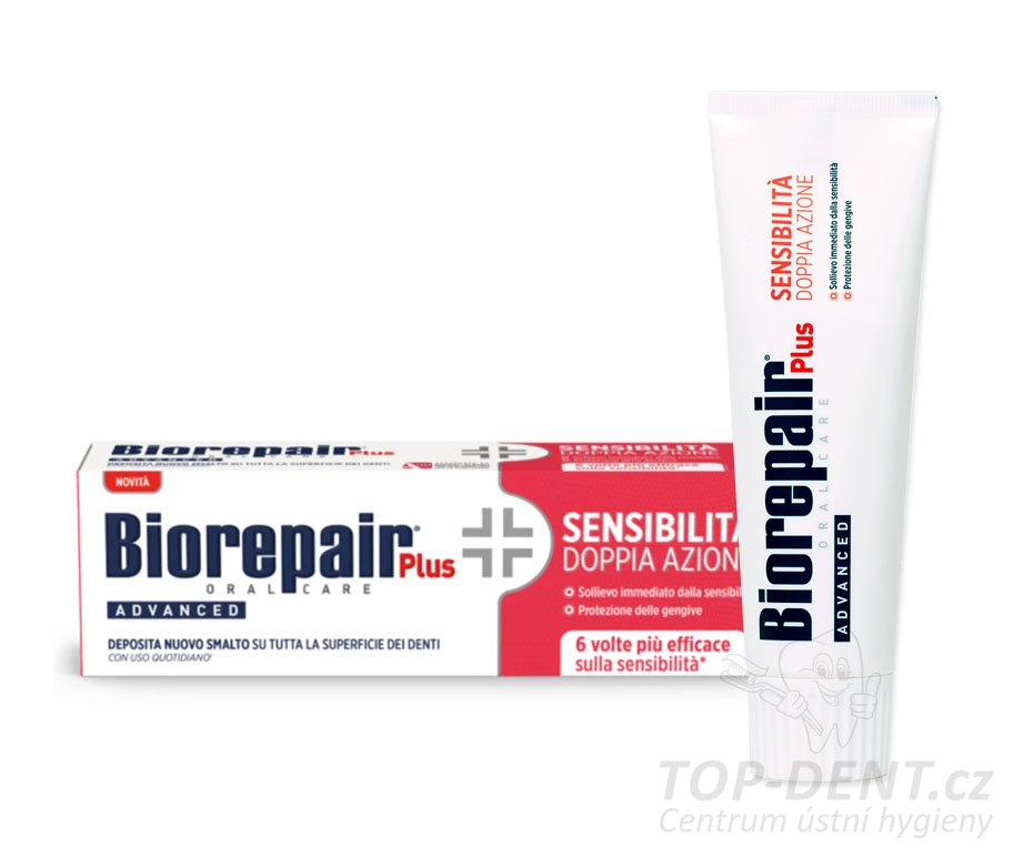 BioRepair Plus Sensitivity Double Action na citlivé zuby, 75ml :: TOP-DENT Vše pro dentální hygienu
