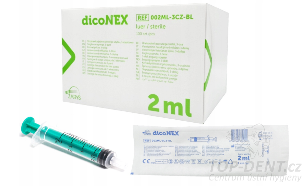 Zarys dicoNEX 2 ml – sterilní 3-dílné injekční stříkačky